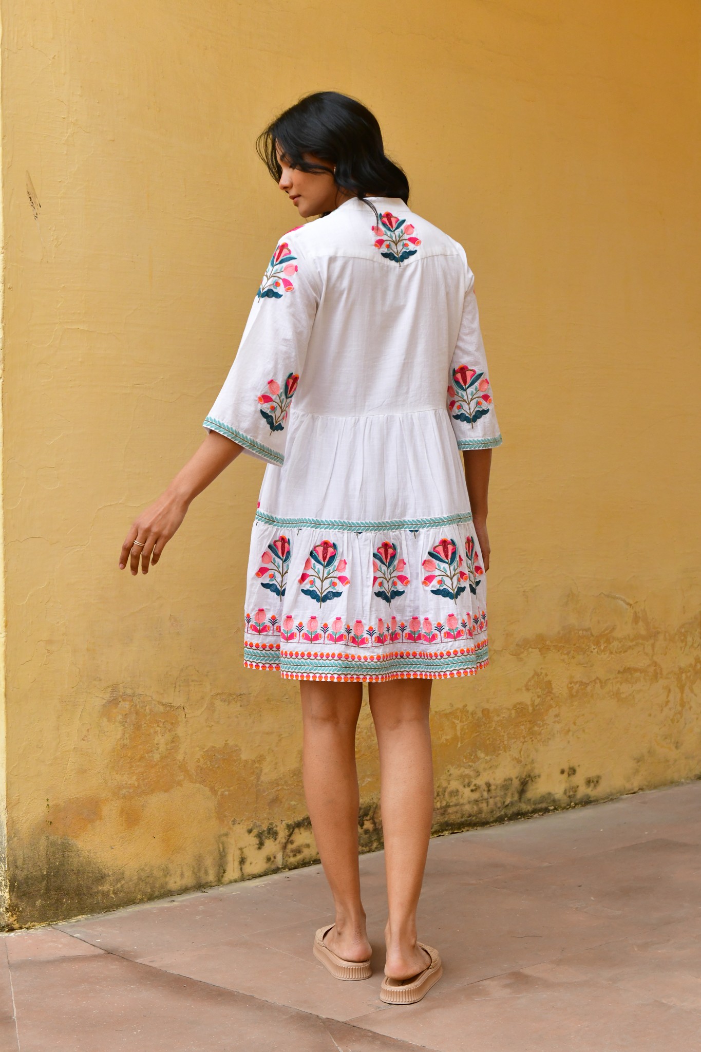 AZURE Hummingbird Embroidered Swing Dress - Wild Arrow Boutique Mackay